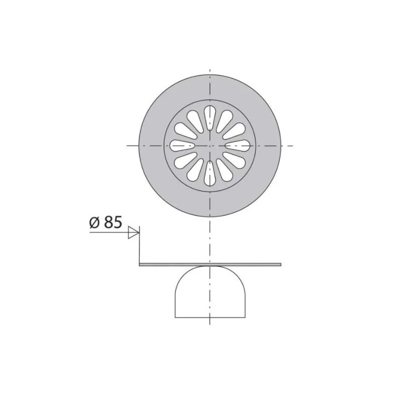 Grille cloche inox diamètre 85 pour bonde sortie verticale