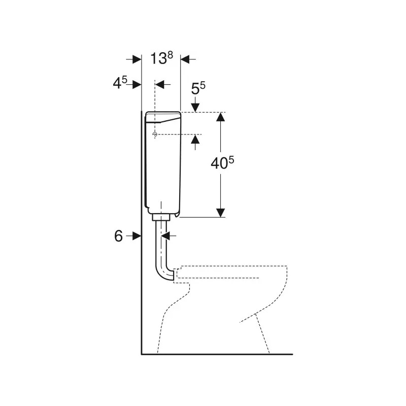 1-button interruptable low flush with flush elbow