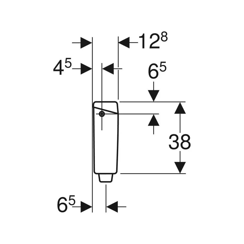 9/6 litre high flush with pneumatic release in front of the partition