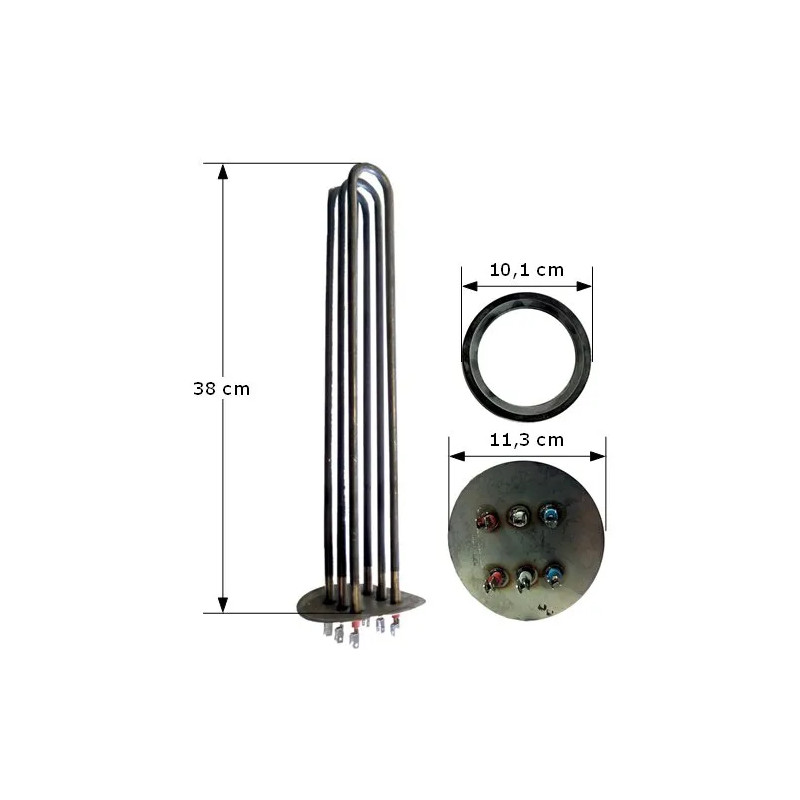 Three-phase immersion heater, all current 5000W - 230/400V (Curved flange)