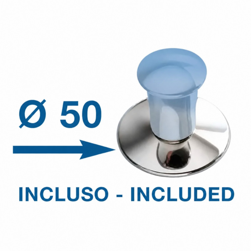 Automatic sink drain with round overflow and chrome push button