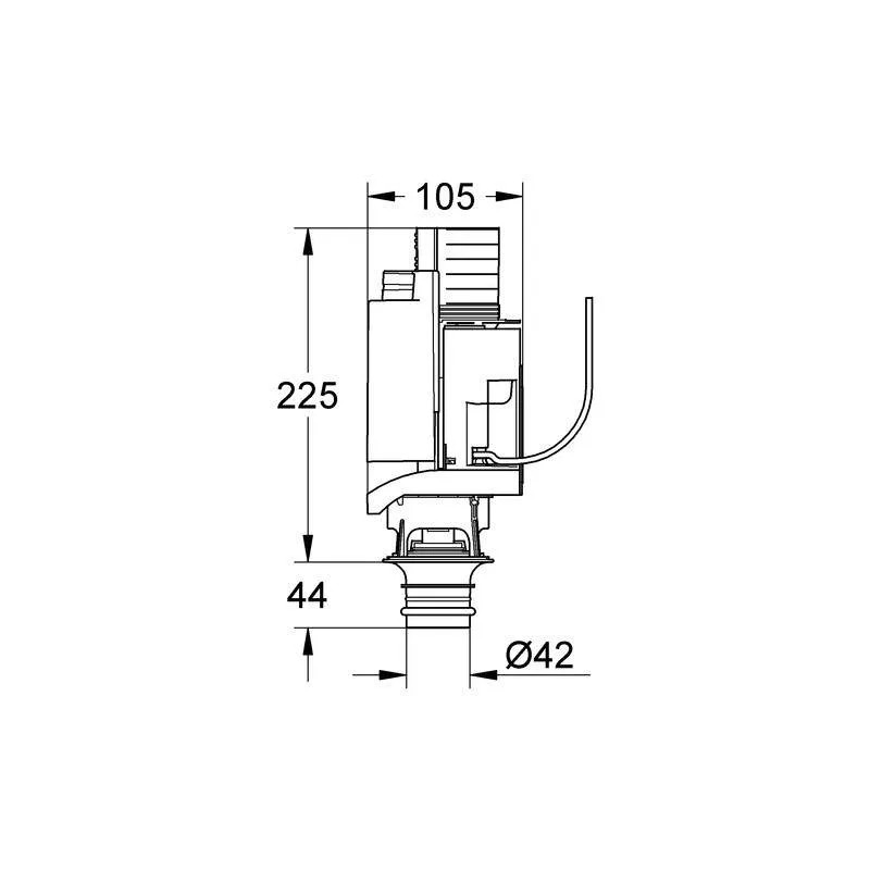 Mécanisme pneumatique Grohe AV1 avec embase, WC 42314000