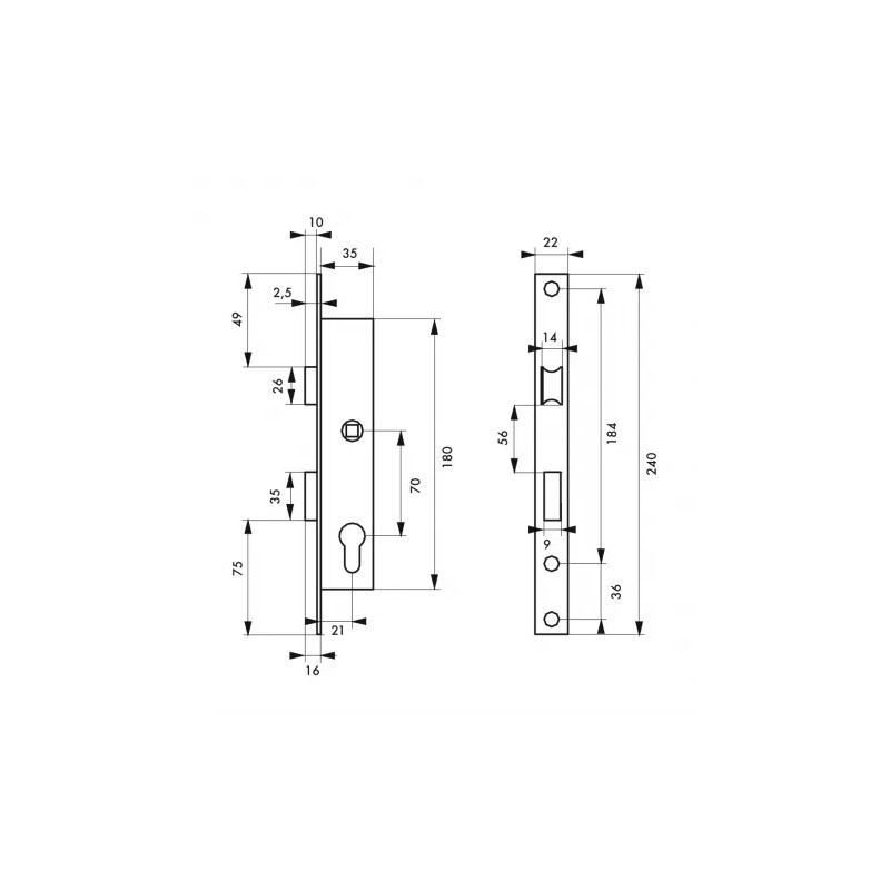 THIRARD 411735 recessed lock case for door