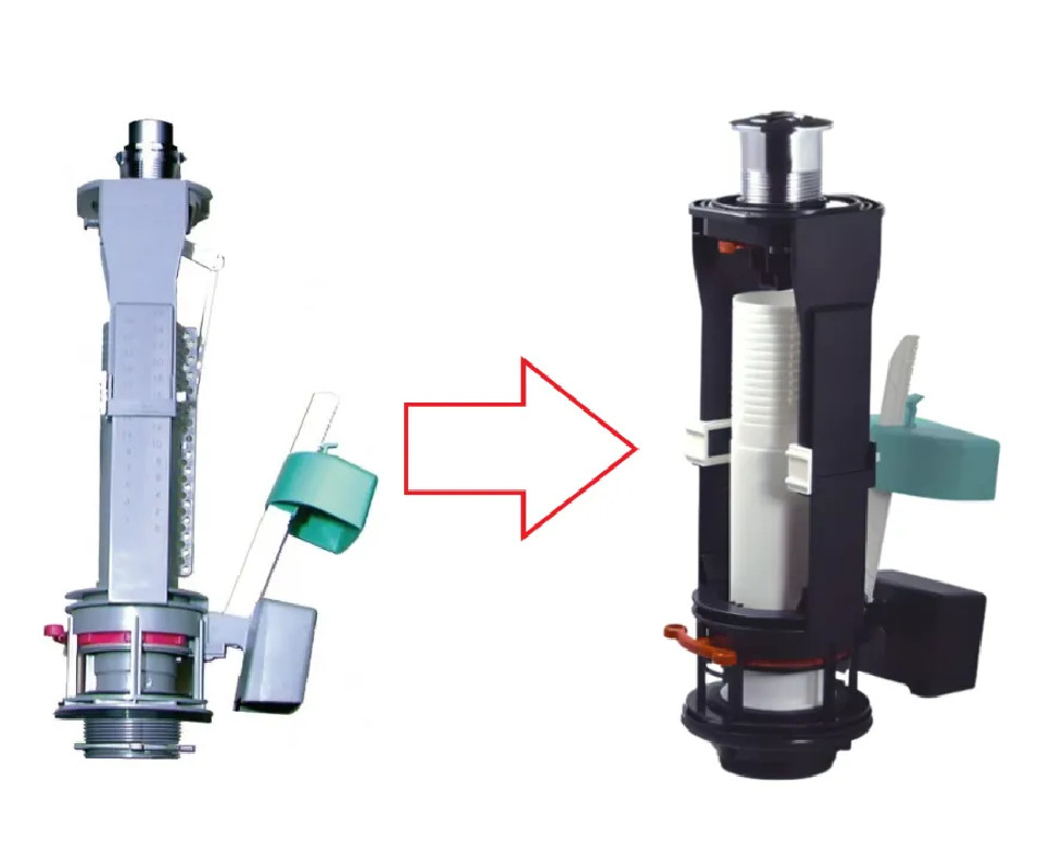 Porcher push-button dual-flush toilet flush mechanism, for 40 - 45 mm hole