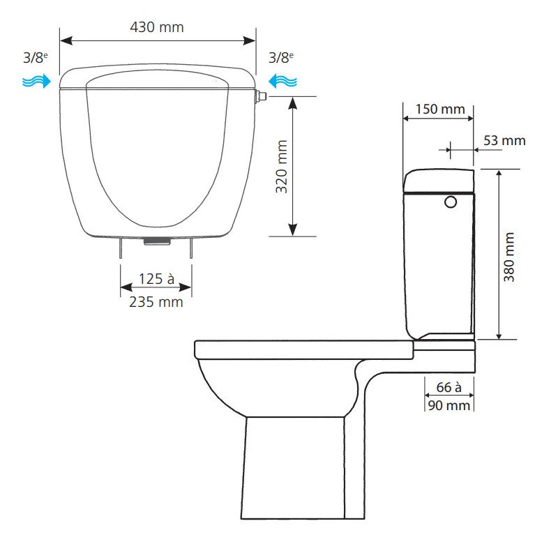Serbatoio WC attaccato a volume semplice, interasse SIAMP 31580618