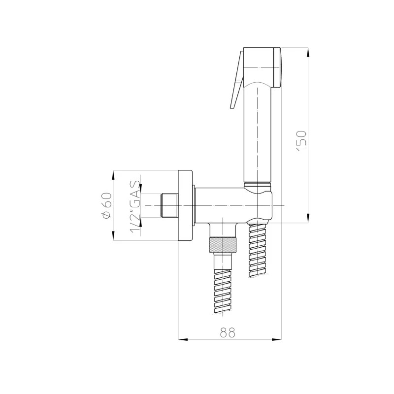 Set of wall-mounted hygienic impulse toilet shower with stop