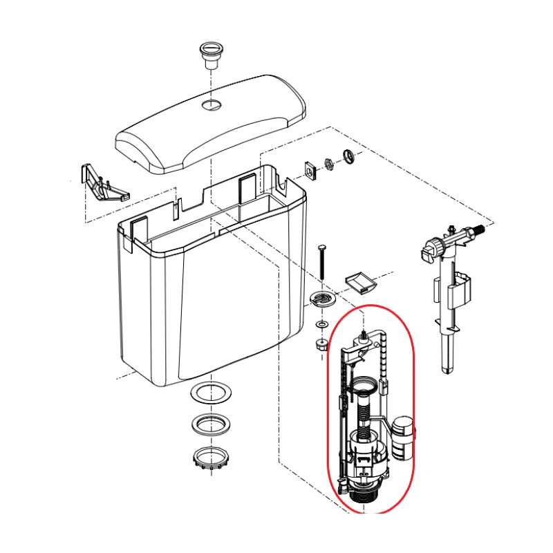 Visible cistern flush mechanism Selles, Wisa 800