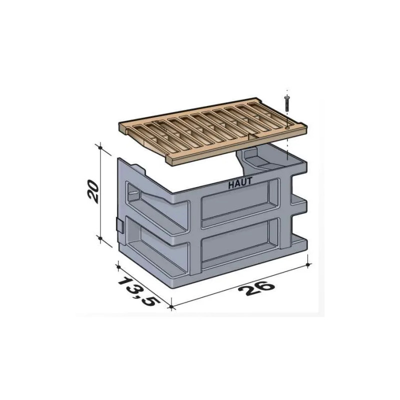 Courette Anglaise avec grille grise hauteur NICOLL COUR7G