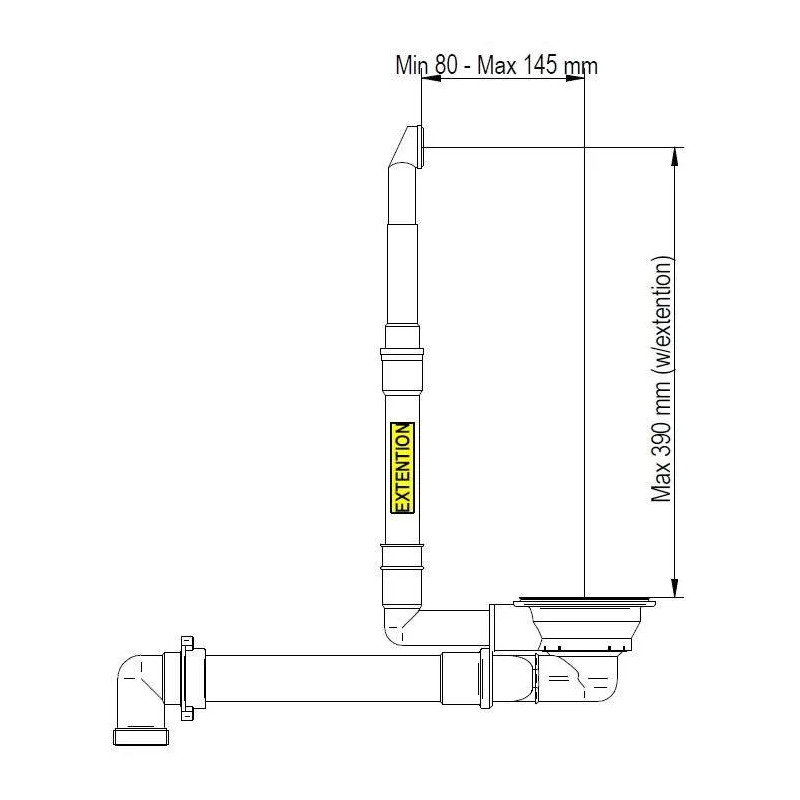 Automatic sink drain with 90 mm hole, round overflow, push button ...