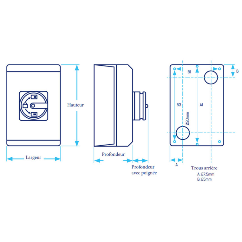 Universal proximity switch S IP65 16-32A 2/3/4-pole with cable glands ...