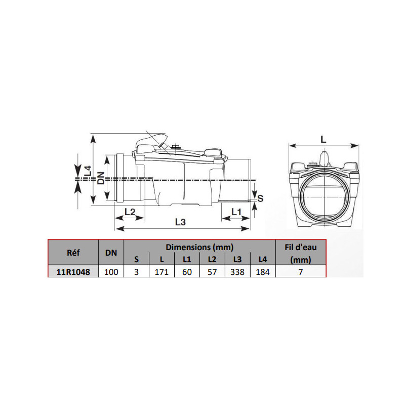 Type 1 swing check valve, diameter 100mm.