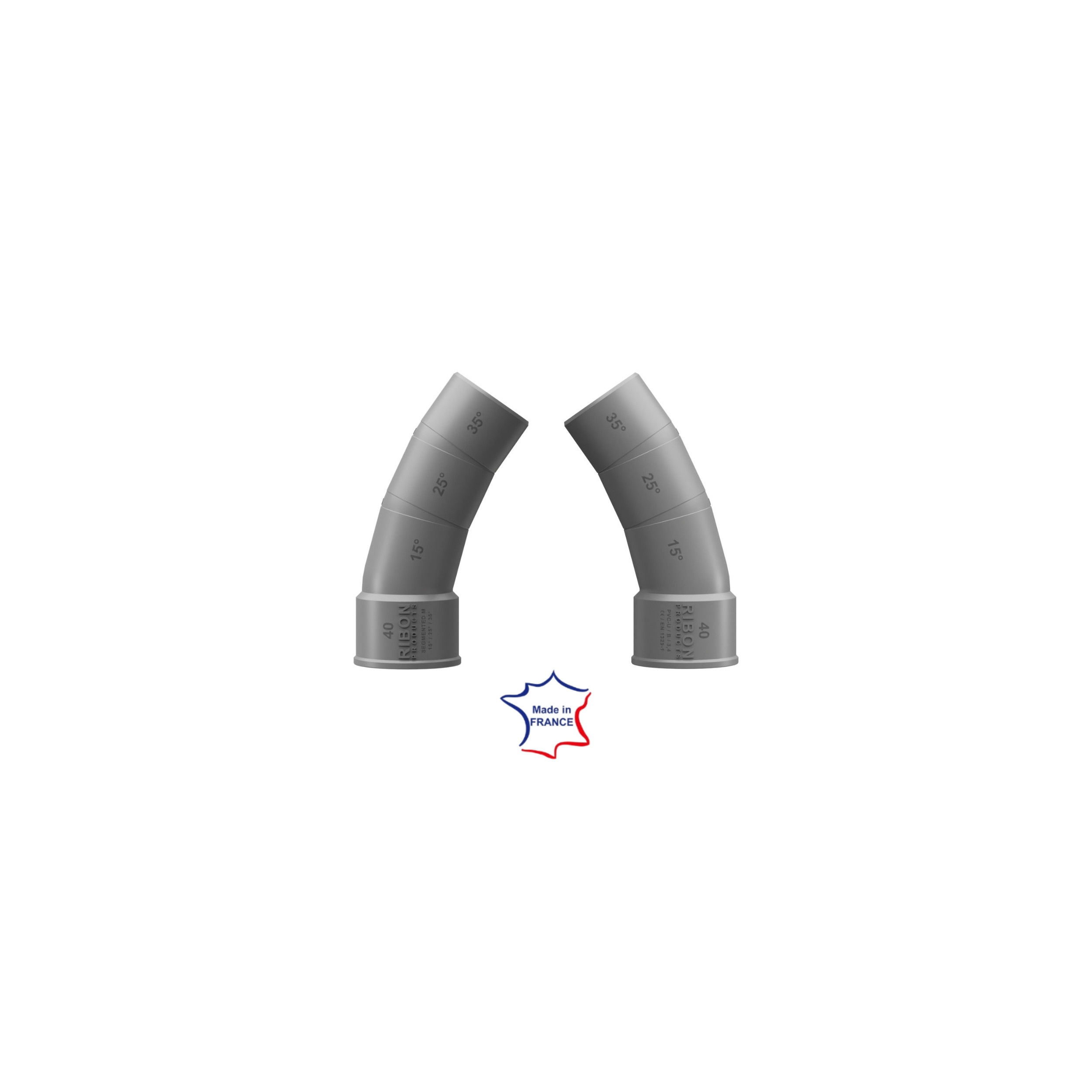 Coude PVC 40 mm multi-angles 15°/25°/35° RIBON SEG40M